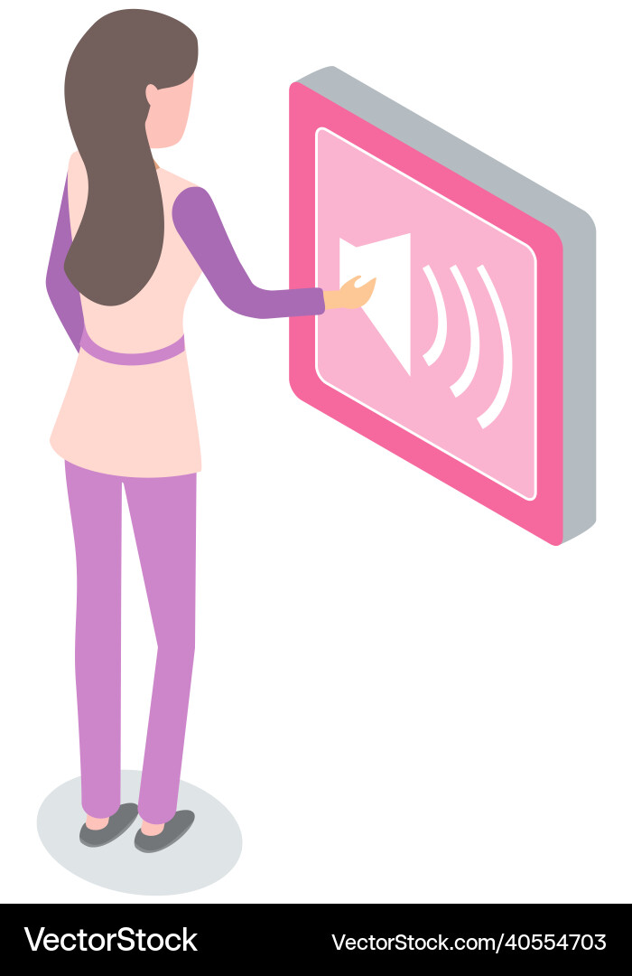 Woman designs and creates application person app Vector Image