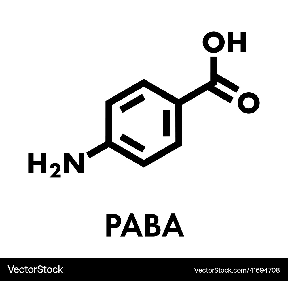 4-aminobenzoic acid paba aminobenzoate molecule Vector Image