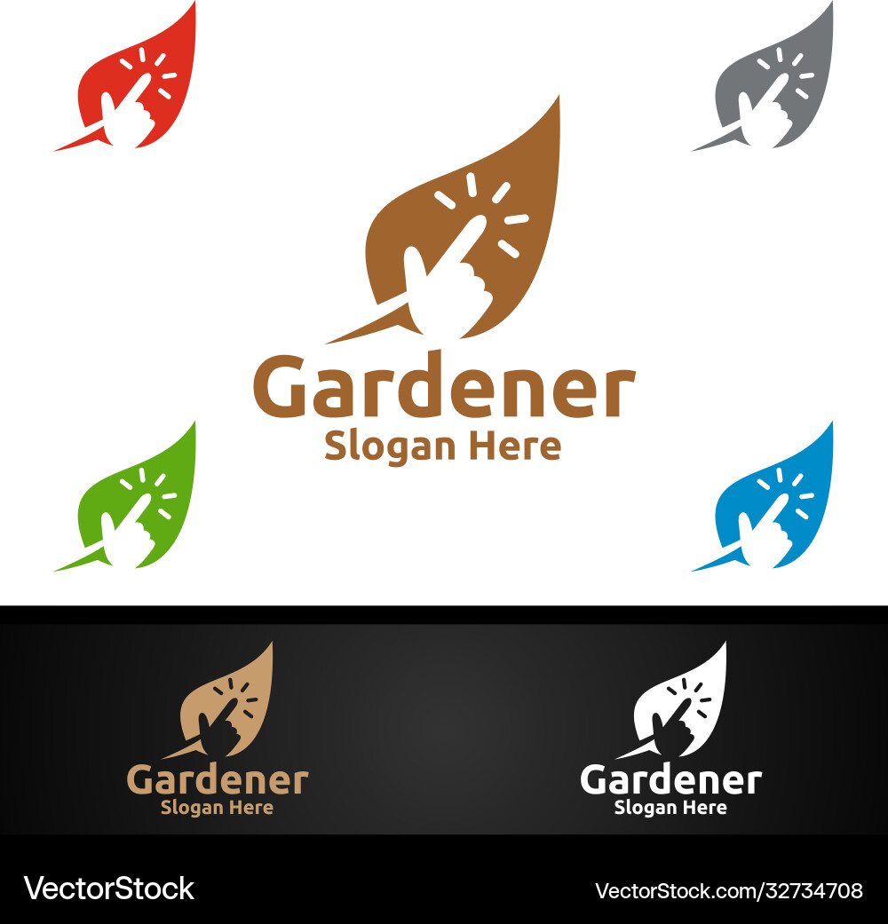 Click gardener logo with green garden environment Vector Image
