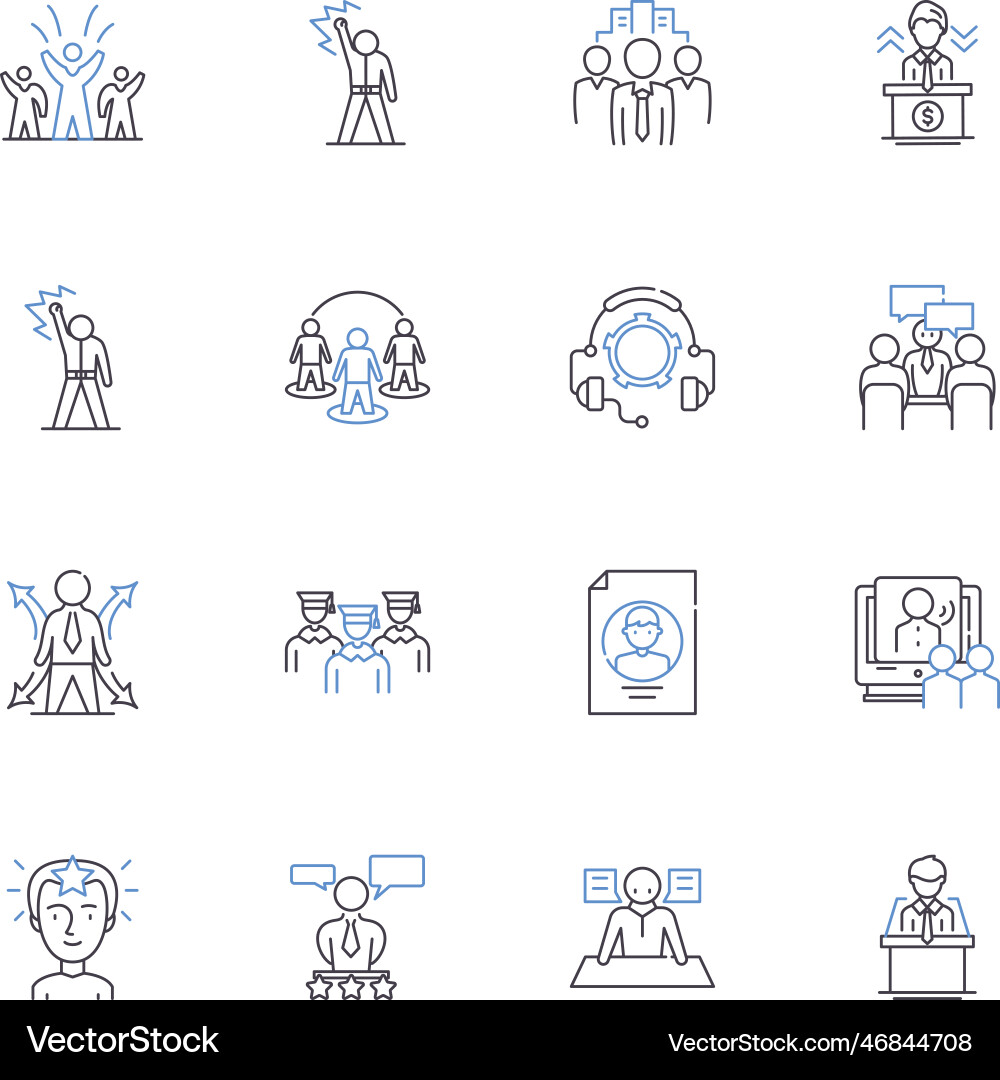 Diplomatic relations line icons collection Vector Image