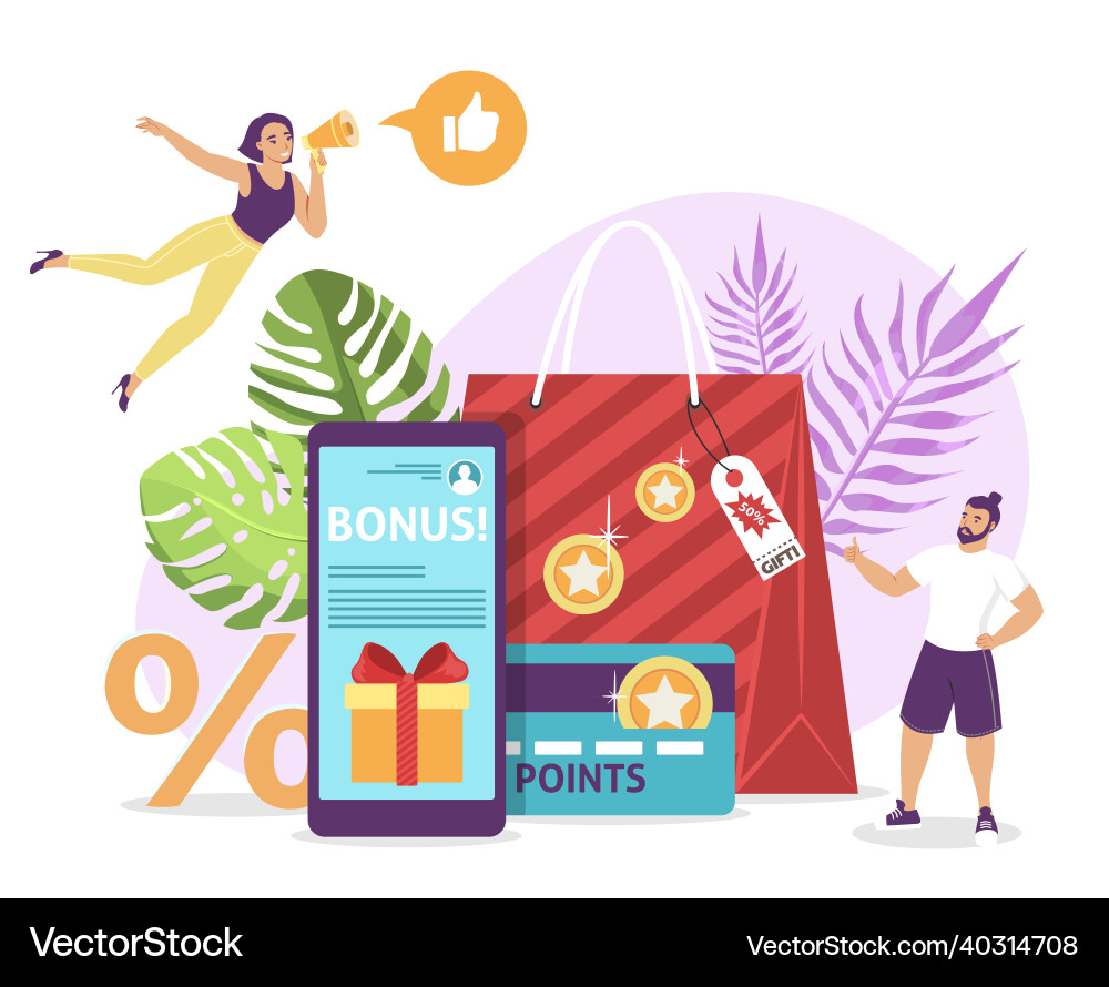 Earn points bonuses discount cards for online Vector Image