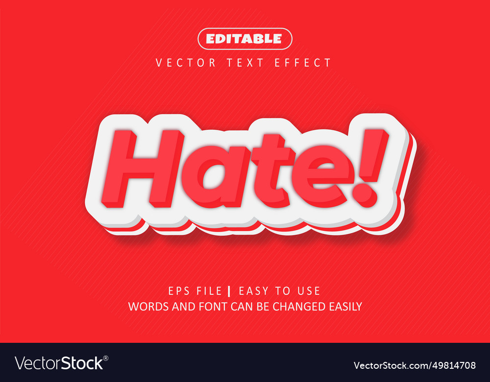 Editable red text effect - and white color Vector Image