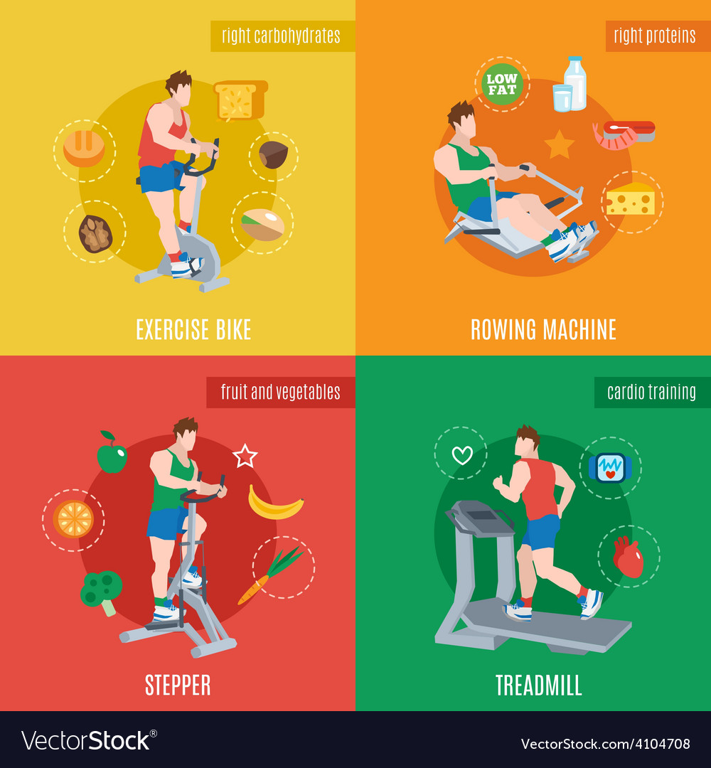 Exercise machines set Royalty Free Vector Image