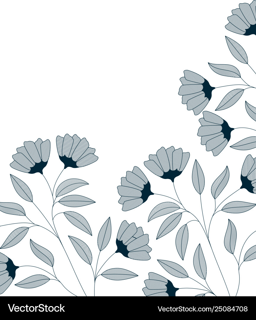 Frame with flowers and leaves isolated icon Vector Image
