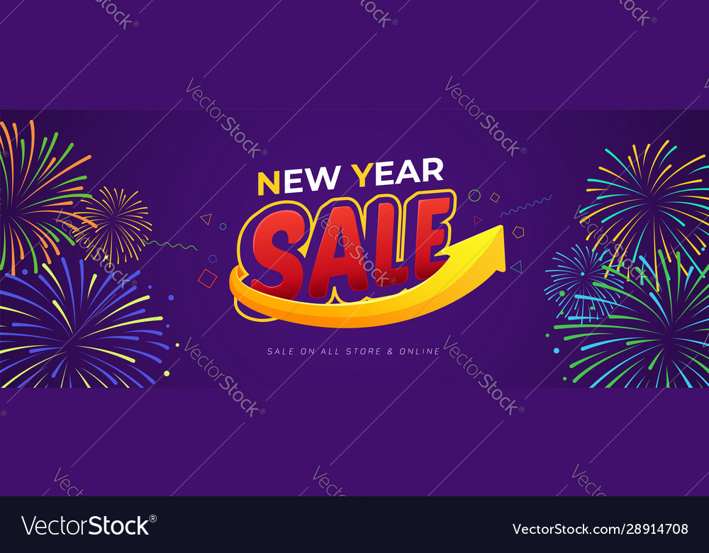 Happy new year sale banner template design Vector Image