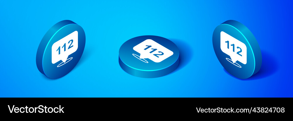 Isometric telephone with emergency call 112 icon Vector Image