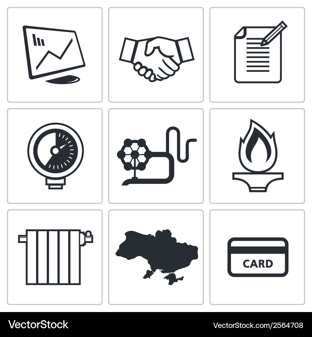 Natural gas industry icon collection Royalty Free Vector