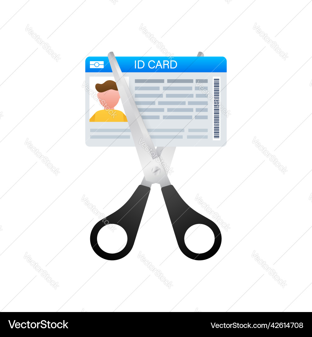 Realistic icon with broken plastic id card Vector Image