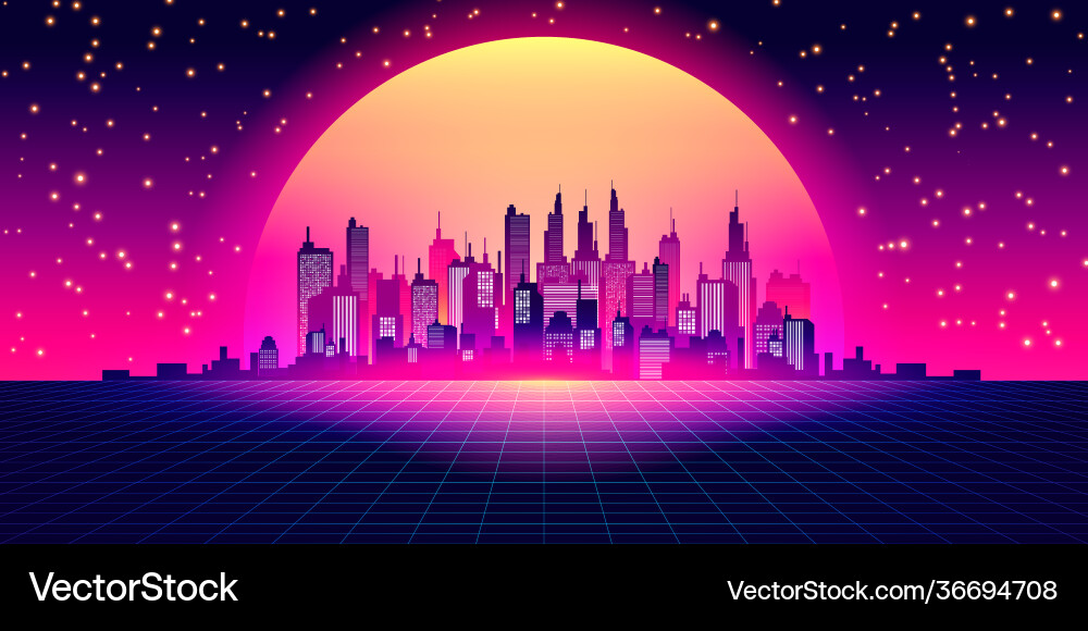 Retro future 80s 1980s futuristic Royalty Free Vector Image