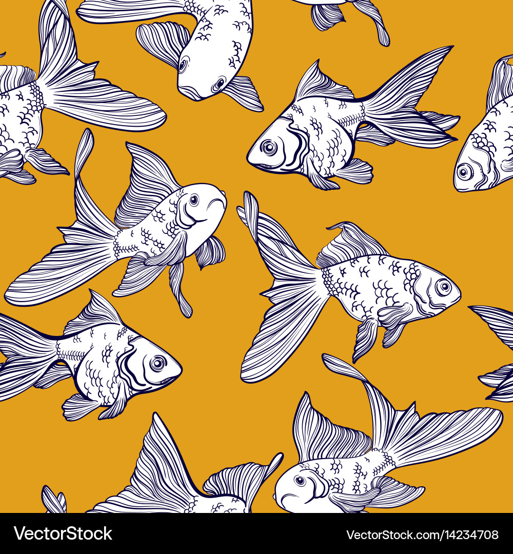 Seamless pattern with image of a fishes Royalty Free Vector