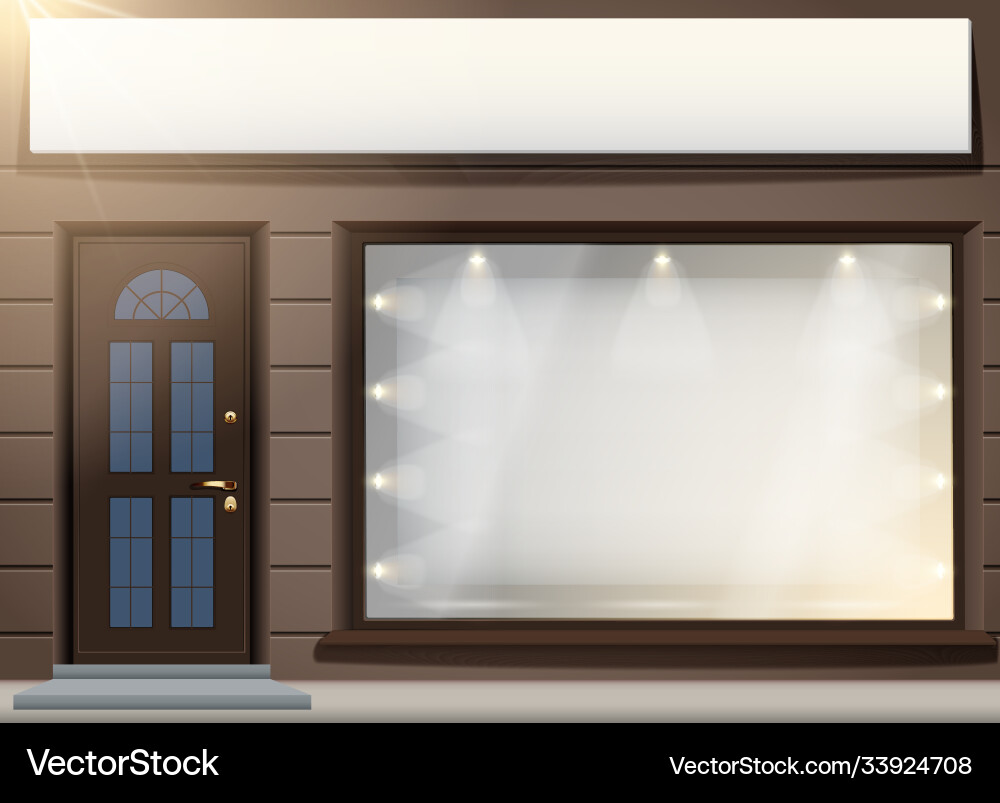 Shop facade with signboard and storefront Vector Image