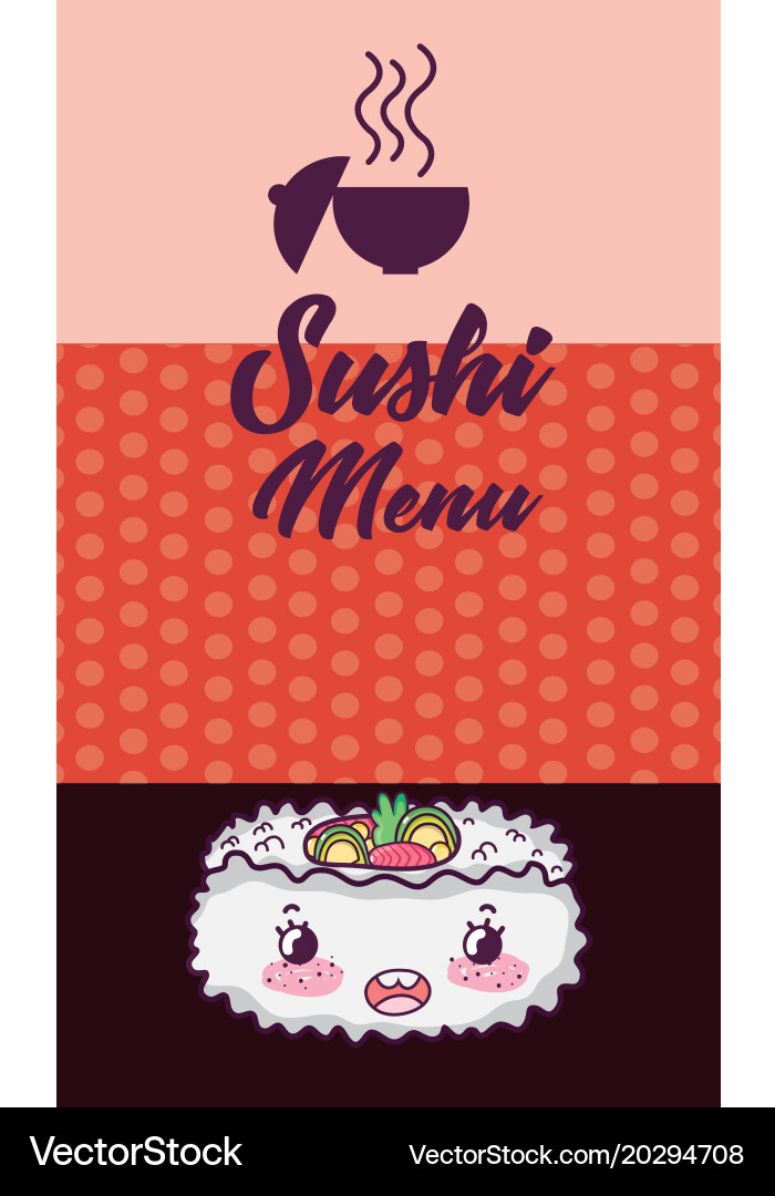Sushi menu design kawaii cartoon Royalty Free Vector Image