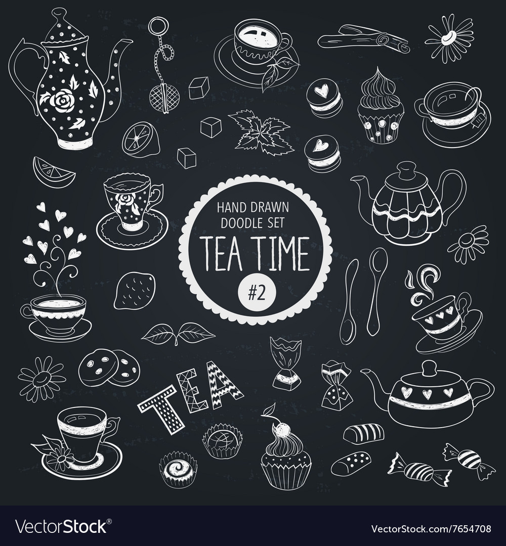 Tea time set Royalty Free Vector Image - VectorStock