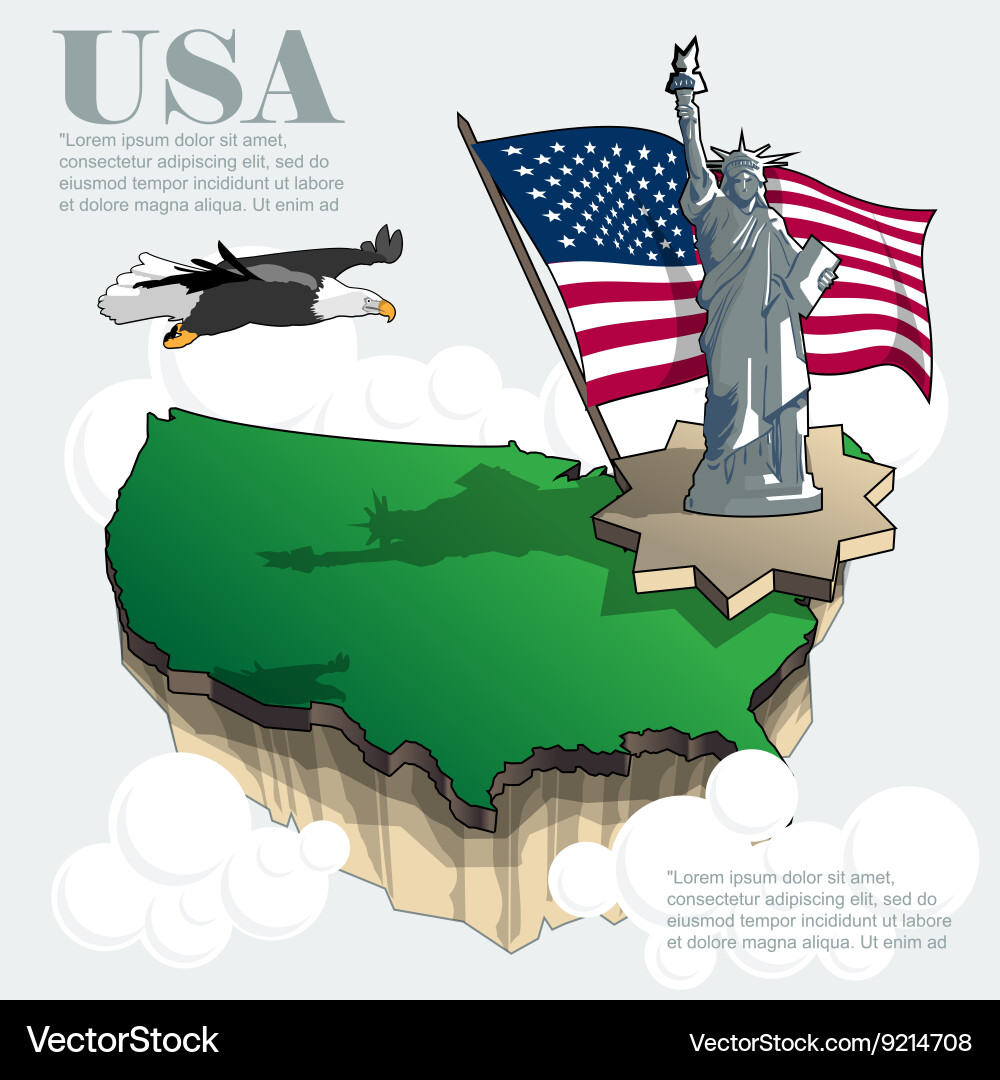 Usa country infographic map in 3d Royalty Free Vector Image