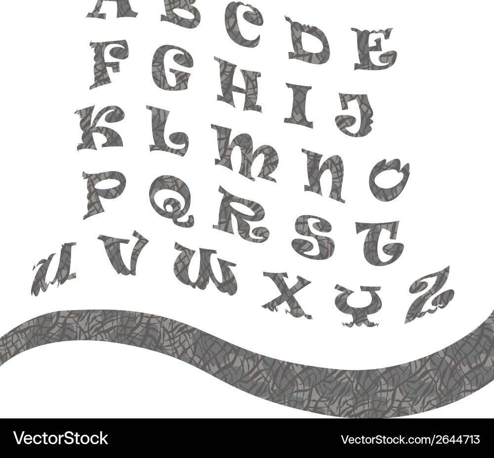 A grey and complete alphabet with style and grey Vector Image