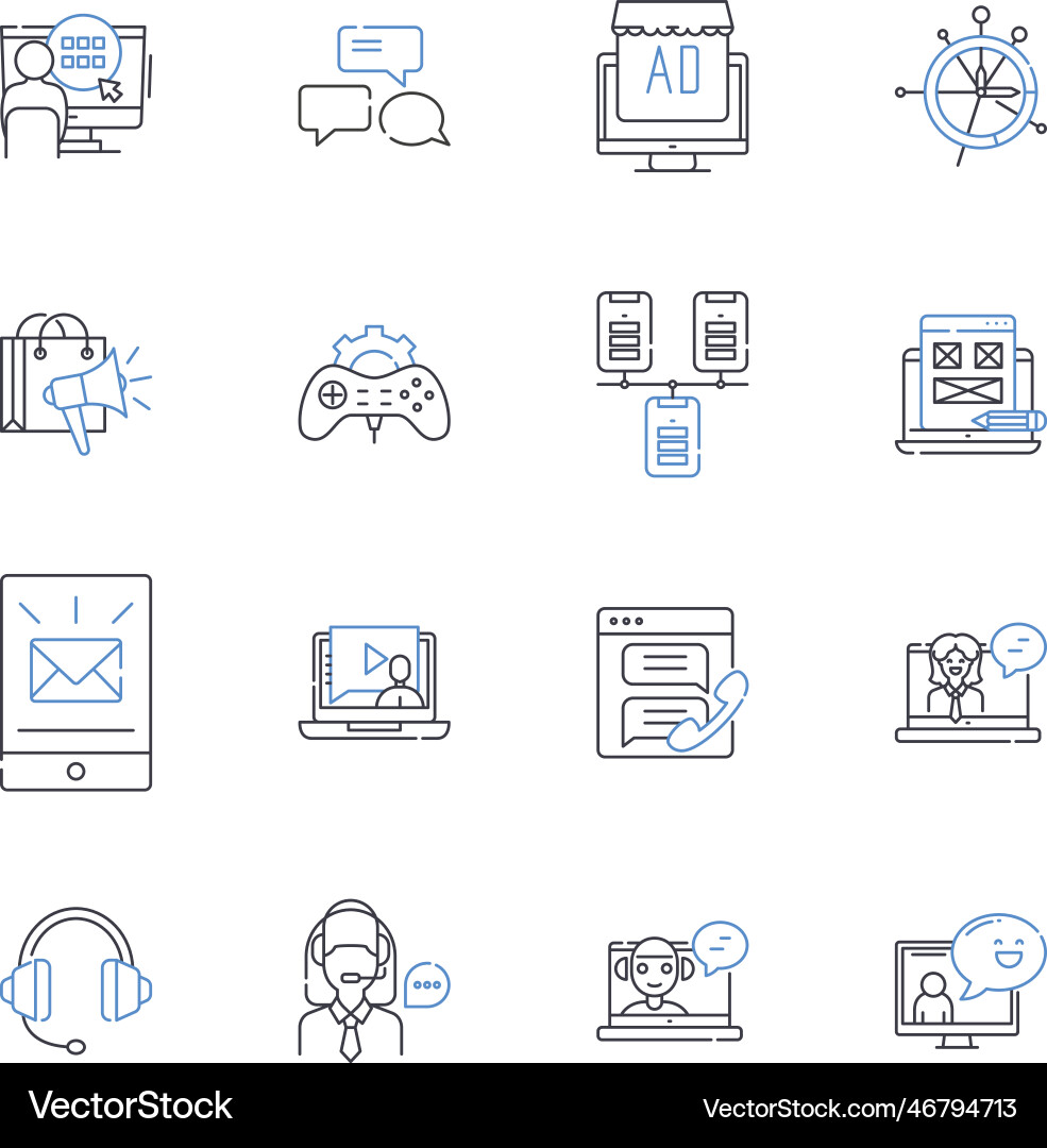 Audio solutions line icons collection sound Vector Image
