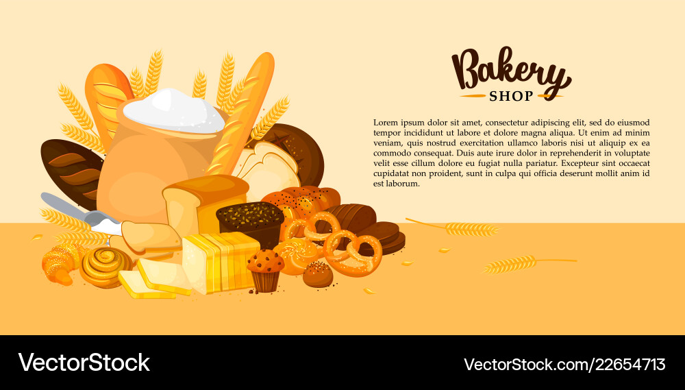Bread banner for bakery and pastry shop template Vector Image