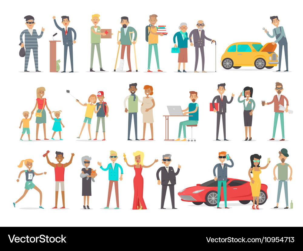 Collection of characters different social level Vector Image