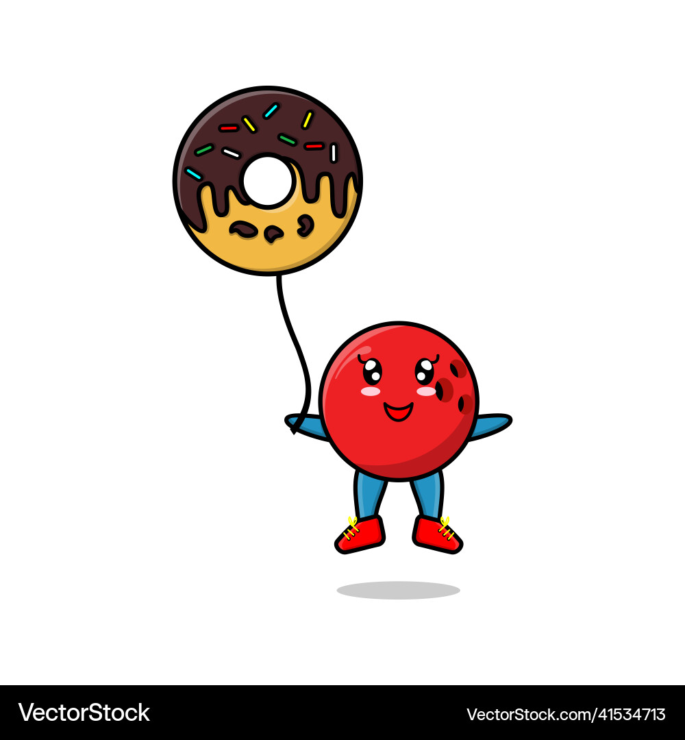 Cute cartoon bowling ball floating donuts balloon Vector Image