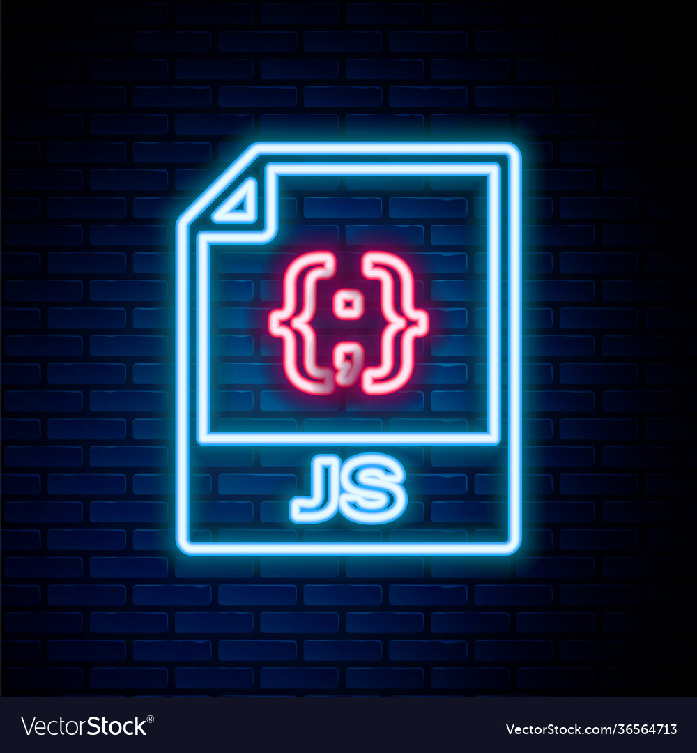 Glowing neon line js file document download js Vector Image Glowing neon line js file document download js Vector Image