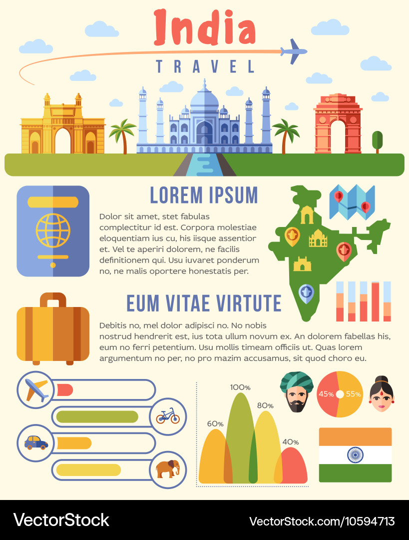 India traveling infographics template with Vector Image