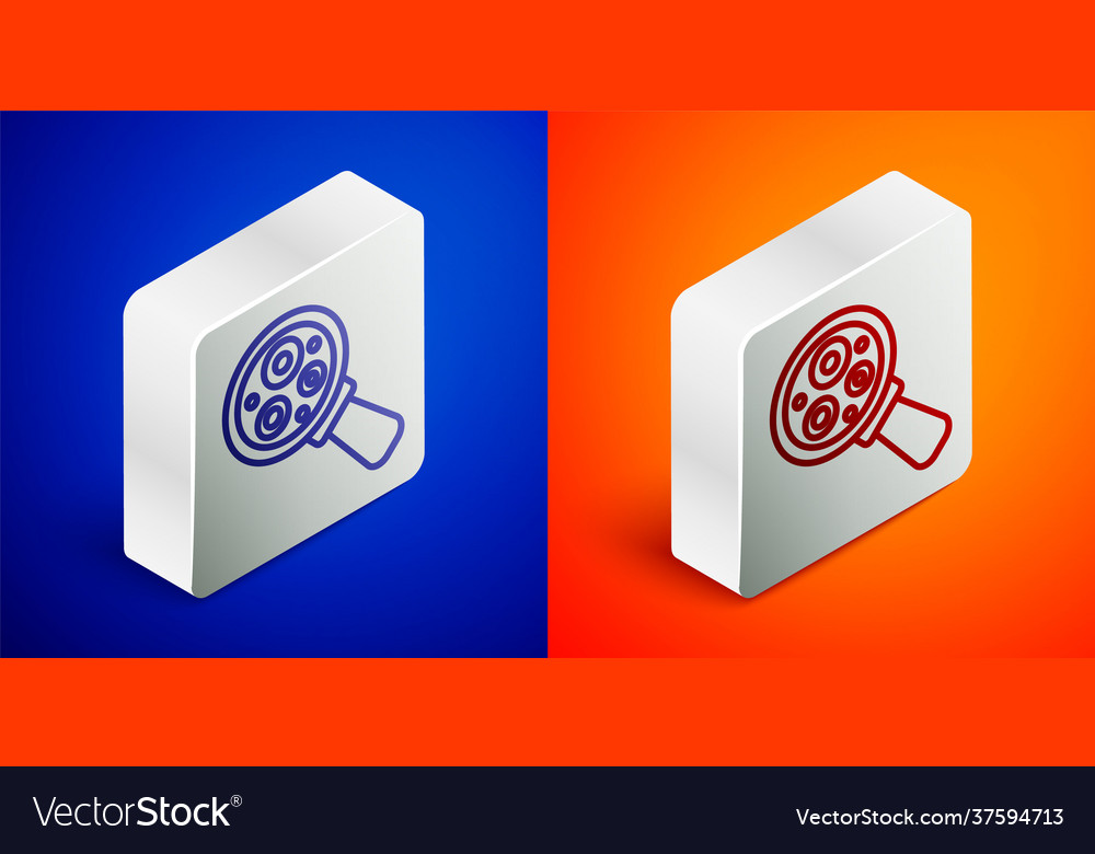 Isometric line microorganisms under magnifier icon Isometric line microorganisms under magnifier icon
