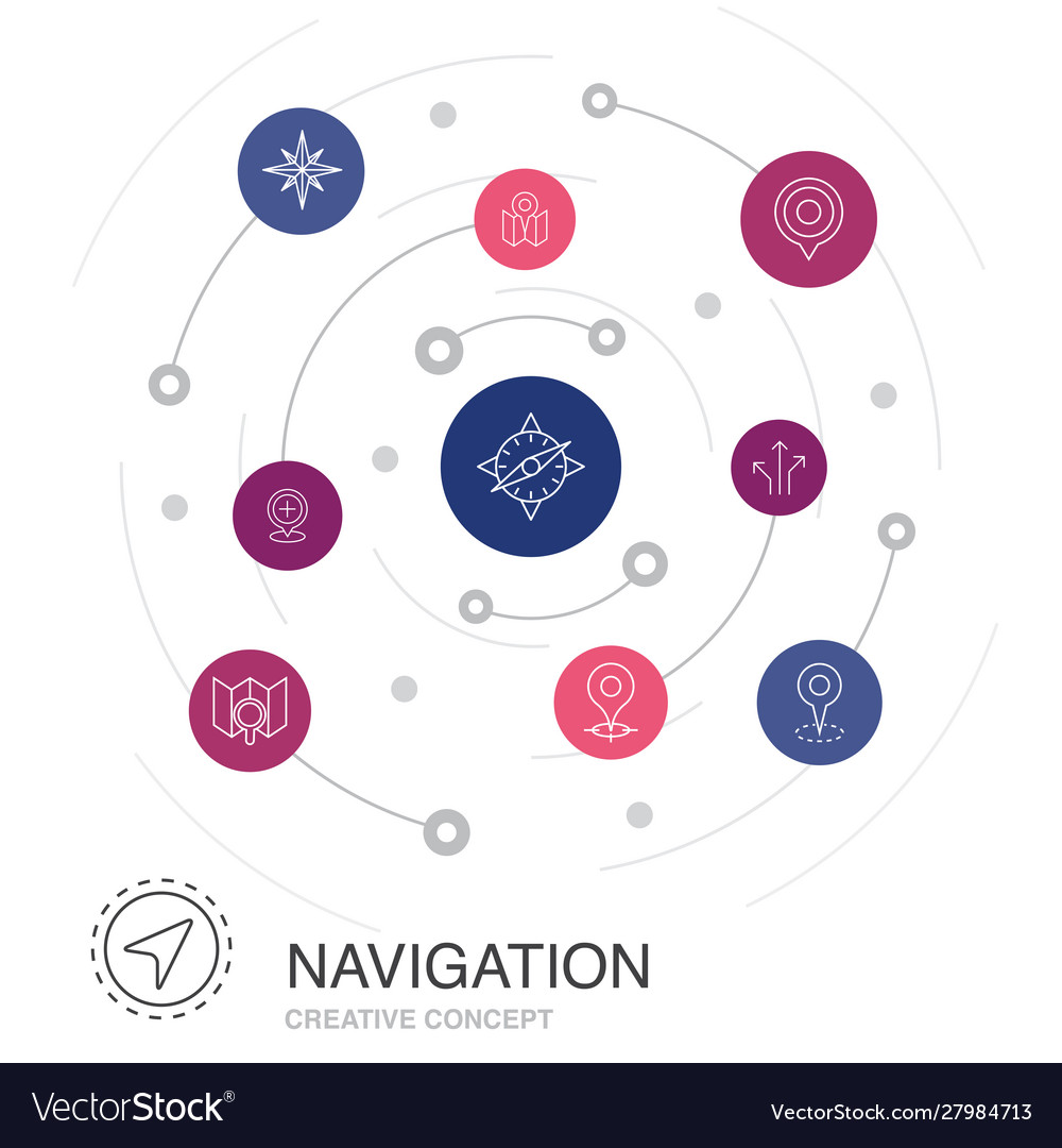 Navigation colored circle concept with simple Vector Image