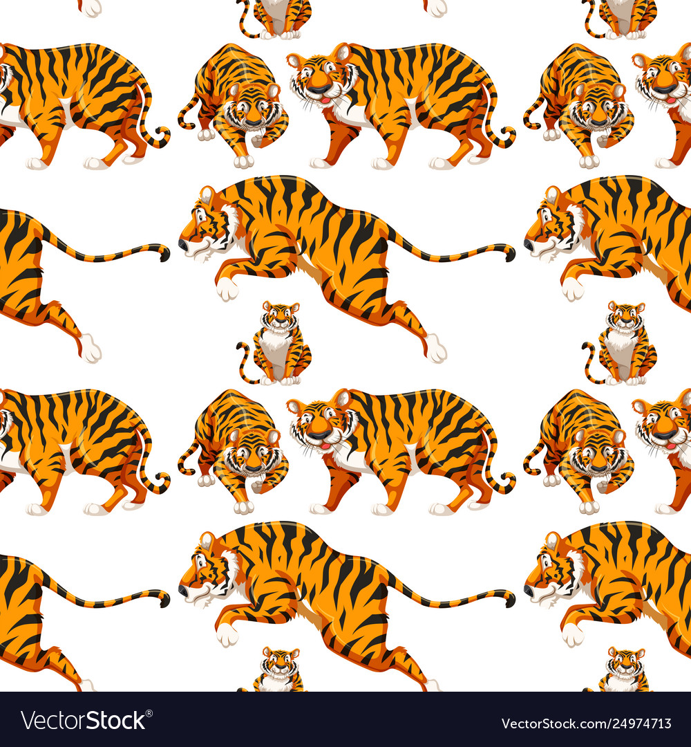 Seamless multiple tiger background Royalty Free Vector Image