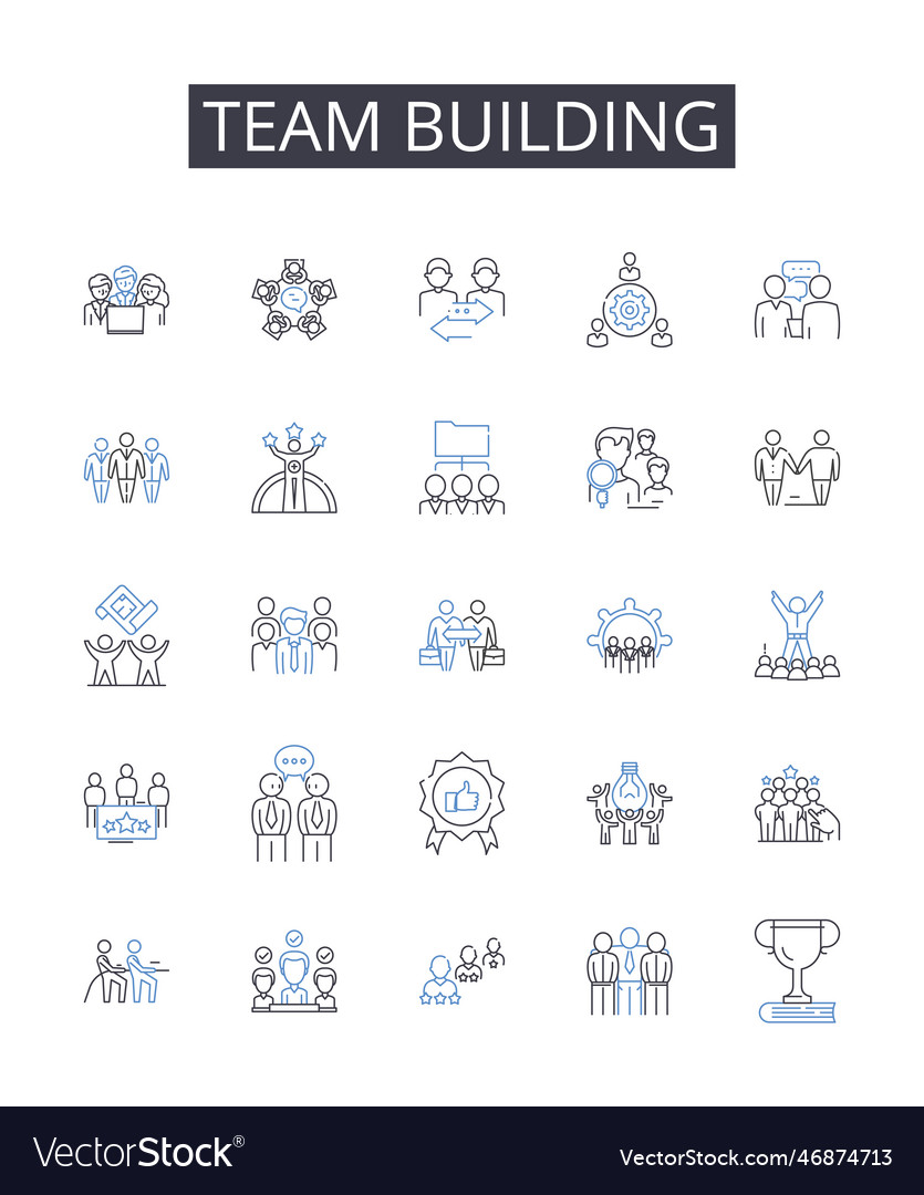 Team building line icons collection bonding Vector Image Team building line icons collection bonding Vector Image