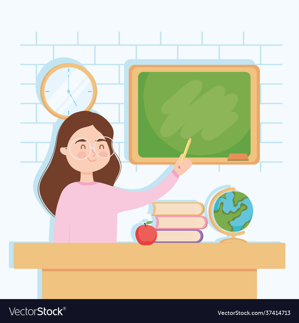 Woman teacher teaching Royalty Free Vector Image