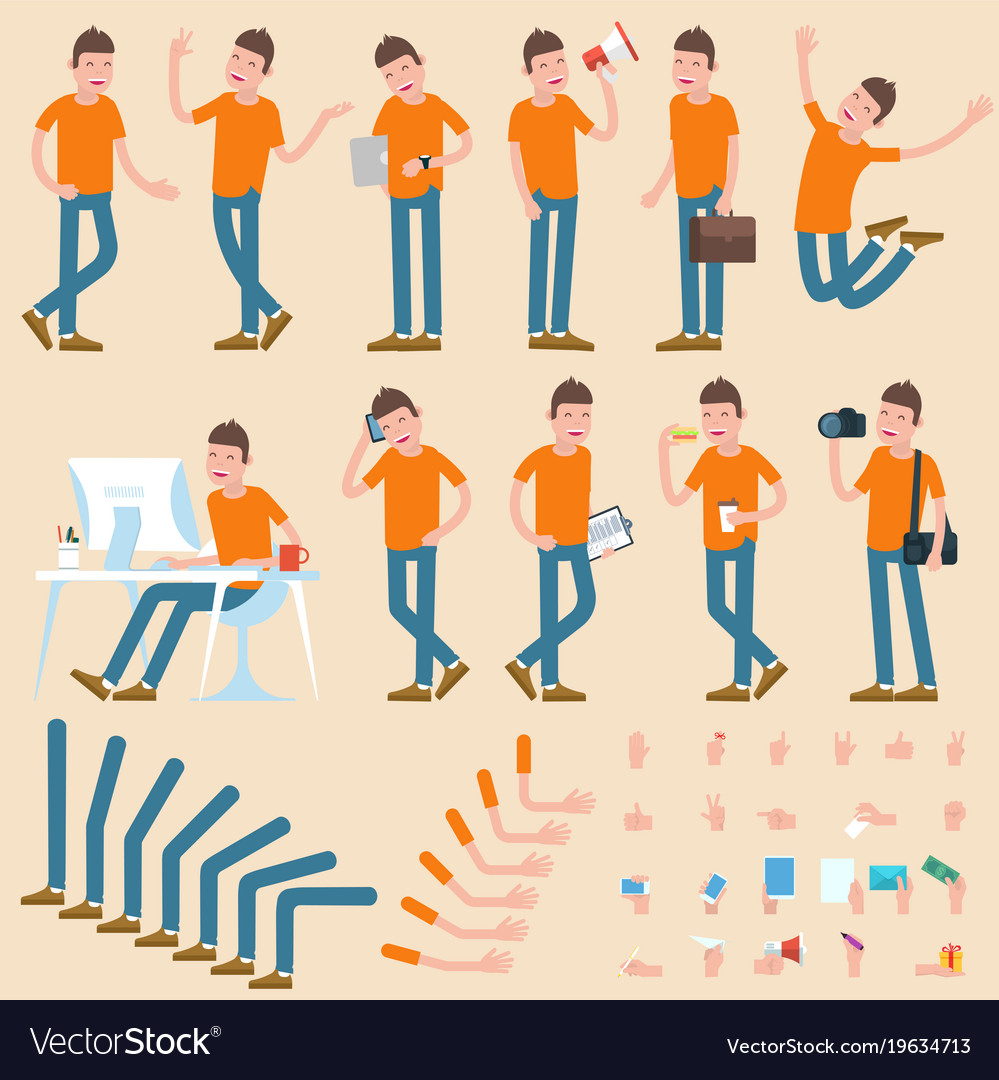 Young man character Royalty Free Vector Image - VectorStock