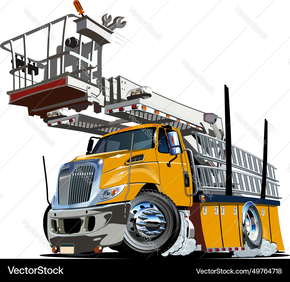 Cartoon platform lift truck Royalty Free Vector Image