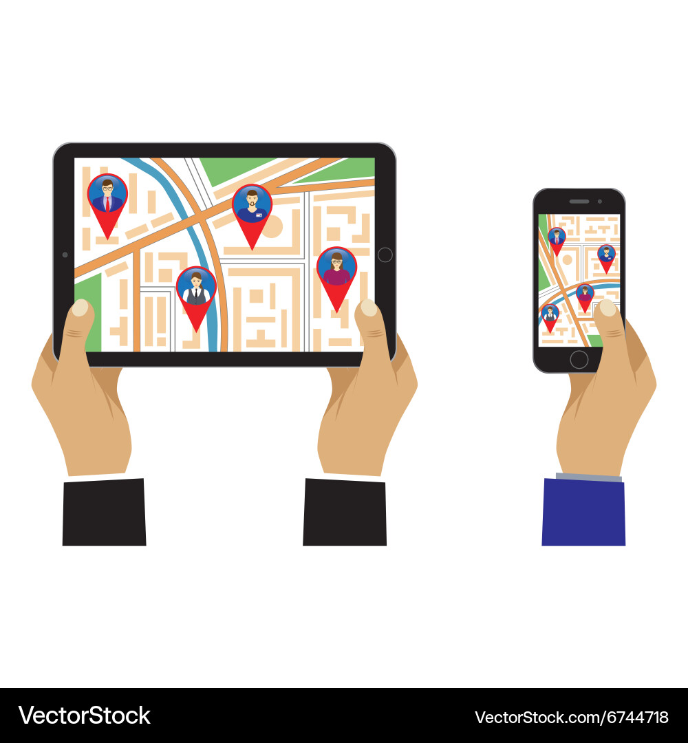 City map on the screen of mobile device Royalty Free Vector