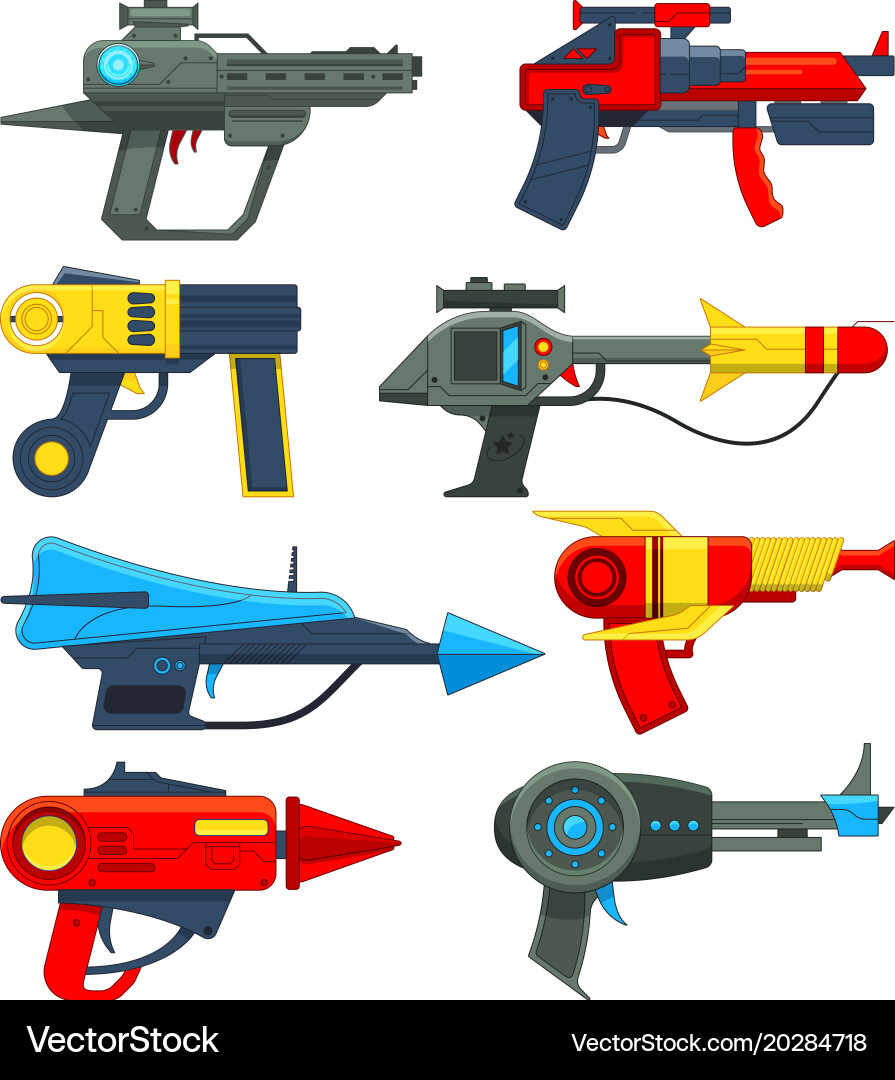 Fantastic space weapons in cartoon style Vector Image