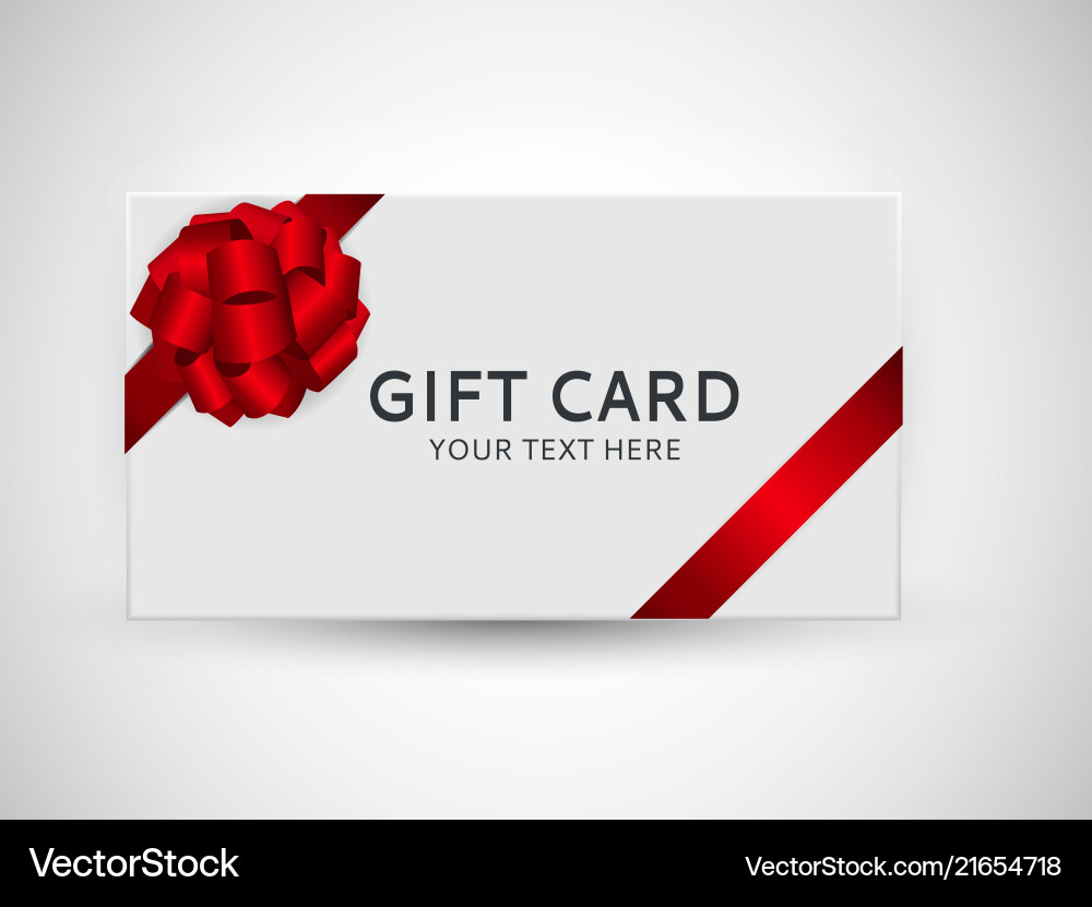 Gift card template with bow and ribbon Royalty Free Vector
