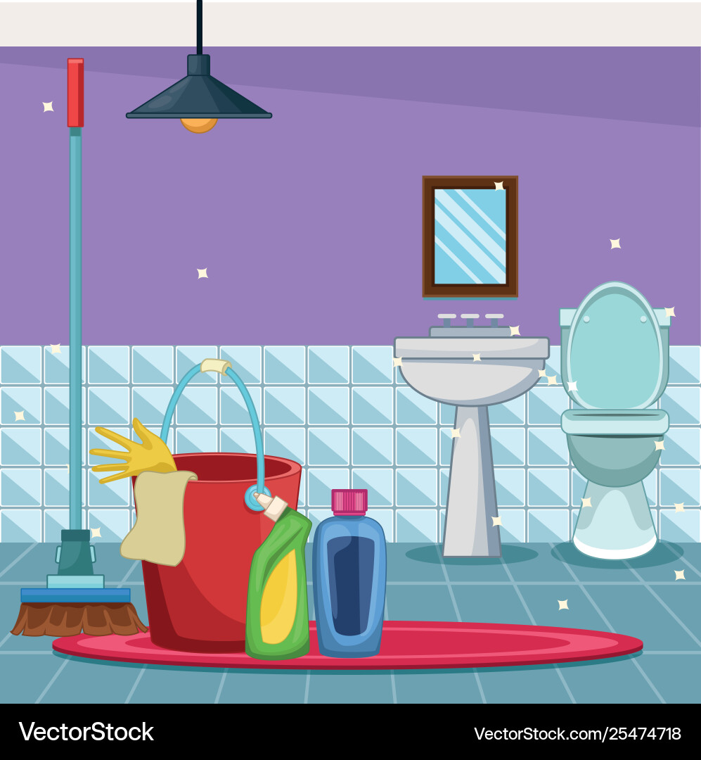 Housekeeping cleaning cartoon Royalty Free Vector Image