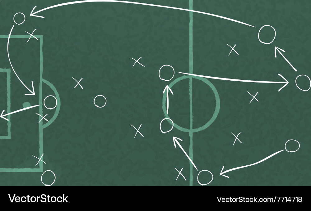 Realistic blackboard drawing a soccer game Vector Image