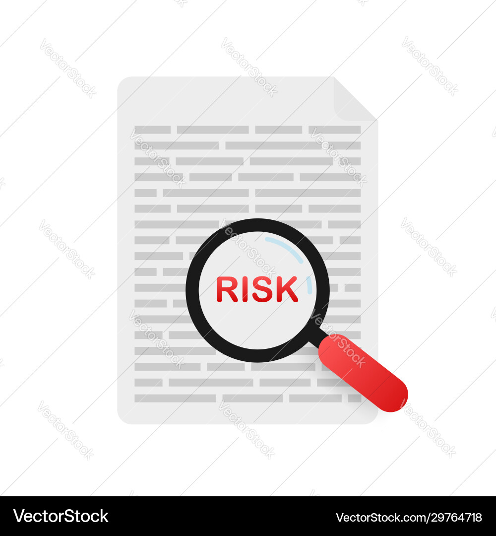 Risk management icon word and magnifying Vector Image