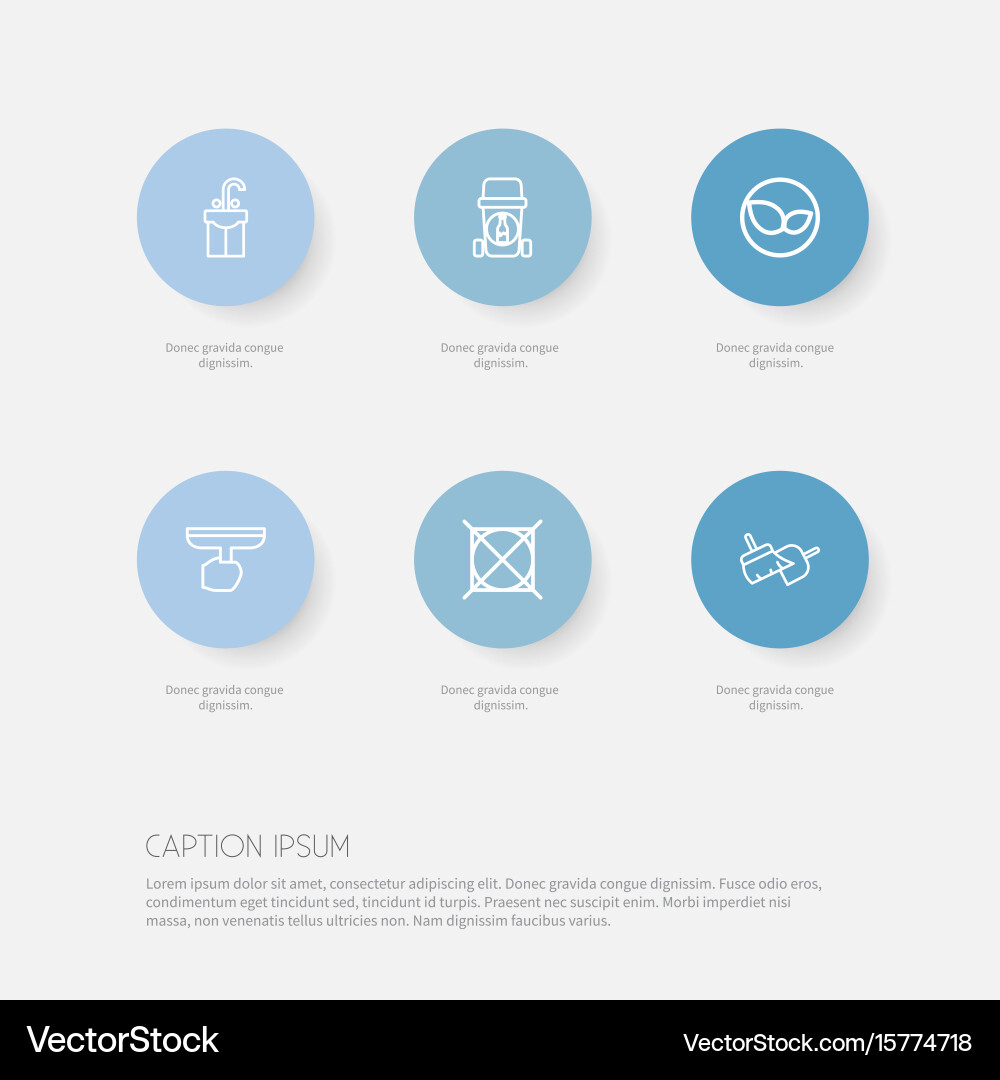 Set 6 editable cleaning icons includes symbols Vector Image