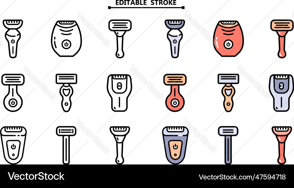 Shaving razors isolated color icon set editable Vector Image