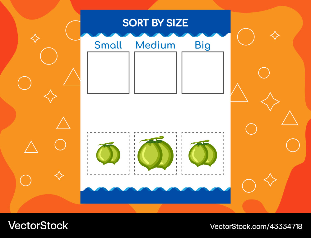 Sort images by size with fruits educational Vector Image