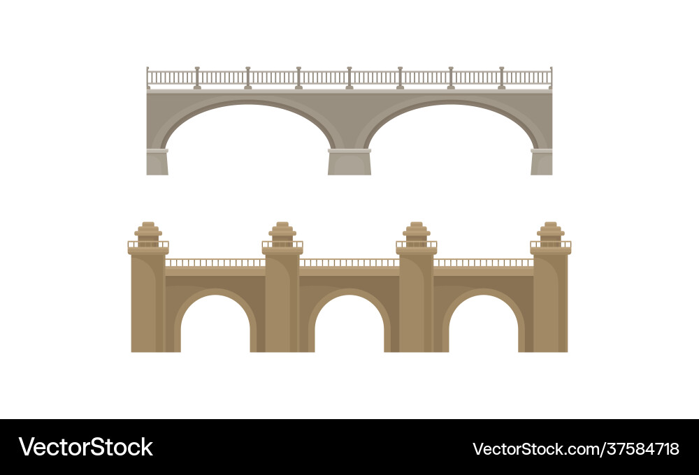 Straight bridges made concrete with baluster Vector Image