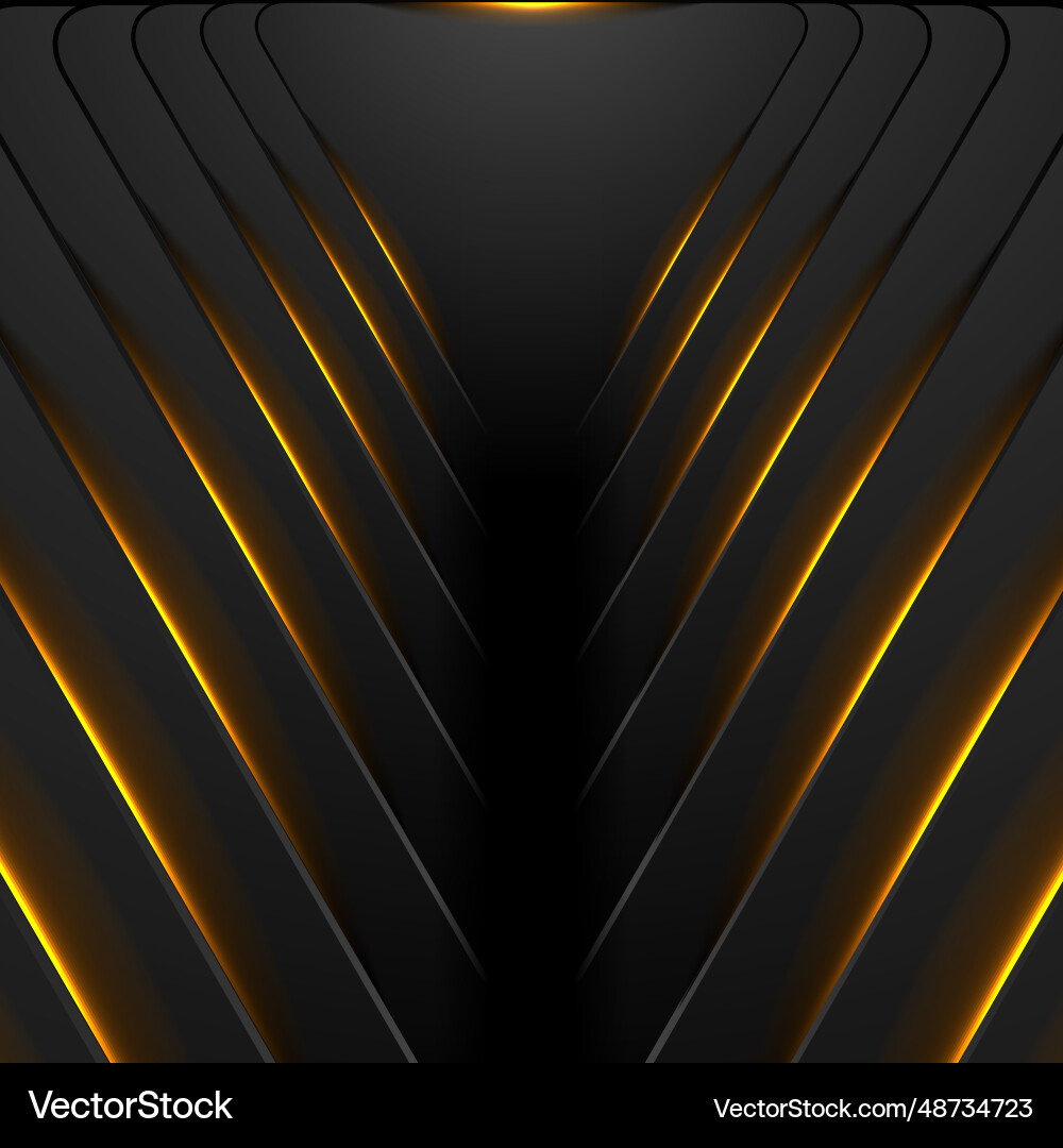 Black hi-tech background with orange fiery light Vector Image