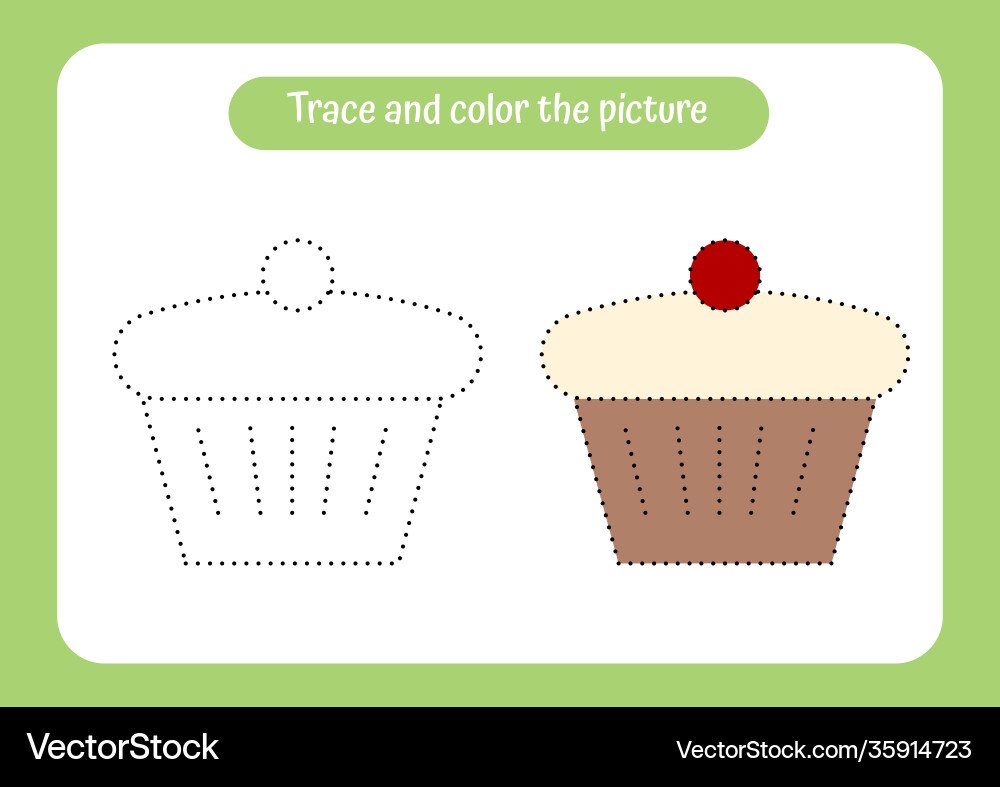 Cake trace and color picture educational Vector Image