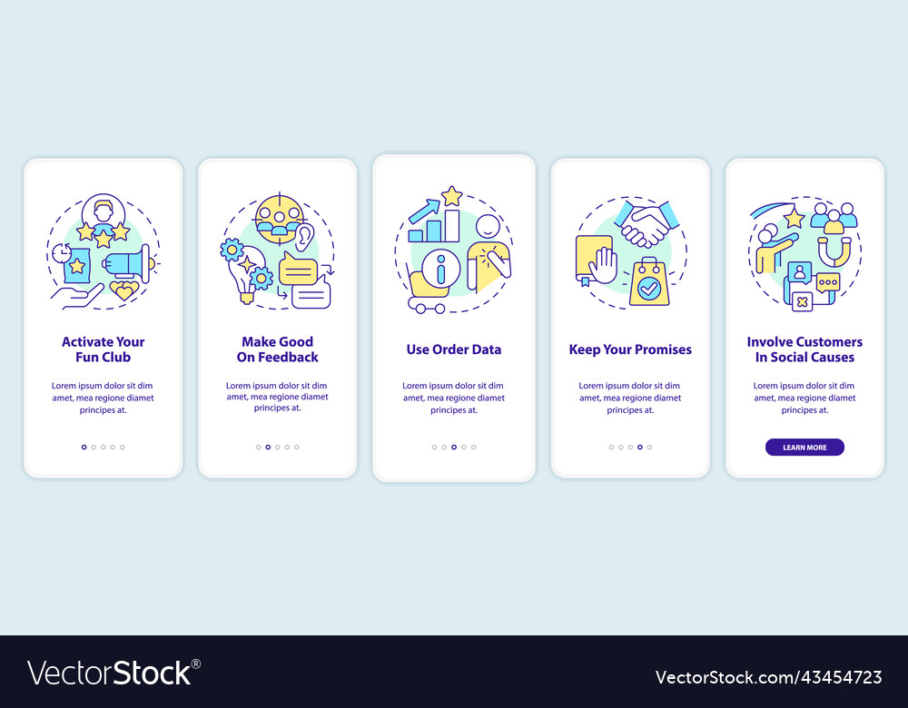 Customer engagement methods onboarding mobile app Vector Image