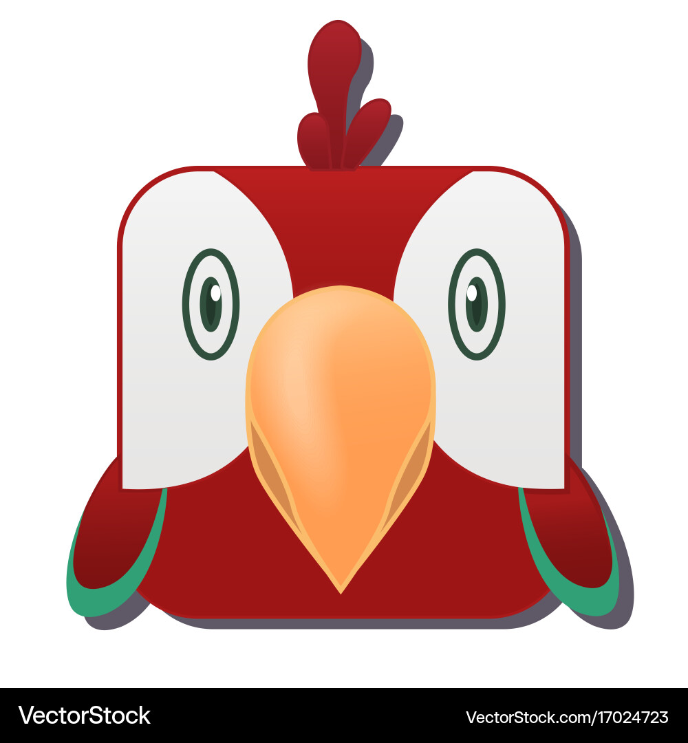 Cute square red parrot isolated on white Vector Image