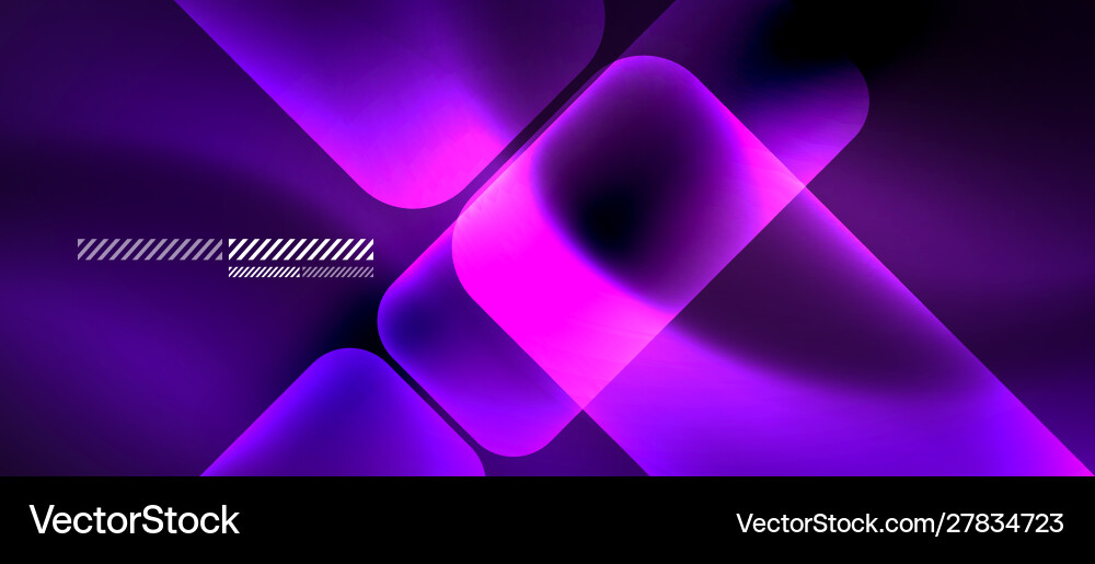 Glass neon block and lines abstract background Vector Image