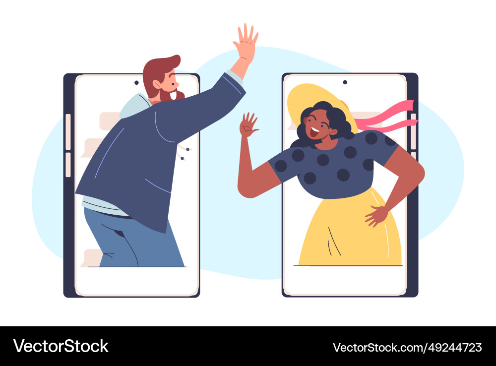 Greeting friends on smartphone concept Royalty Free Vector
