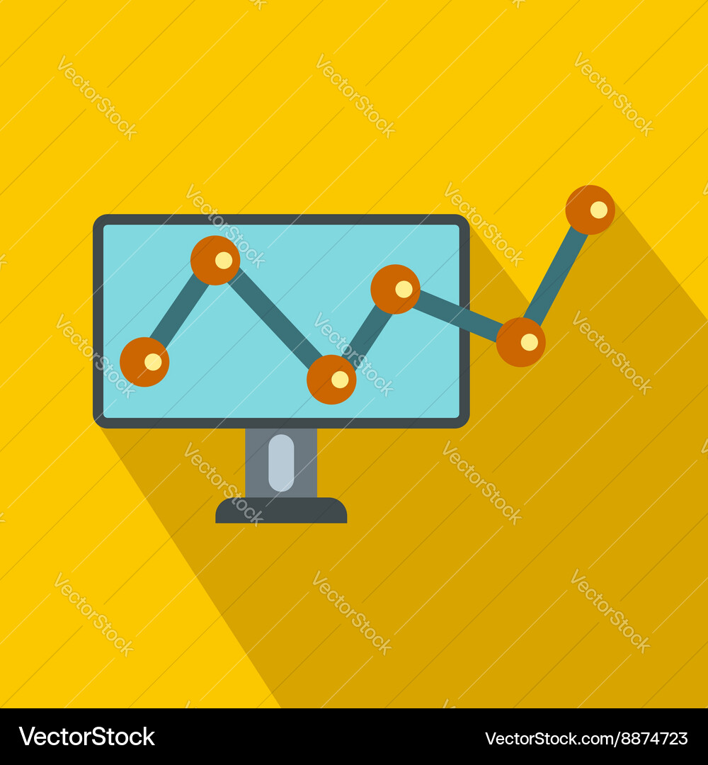 Growing bar graph on the screen of computer icon Vector Image