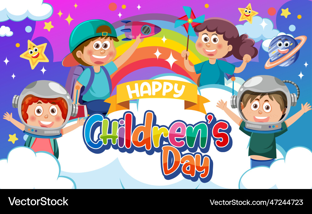 Happy children day banner Royalty Free Vector Image
